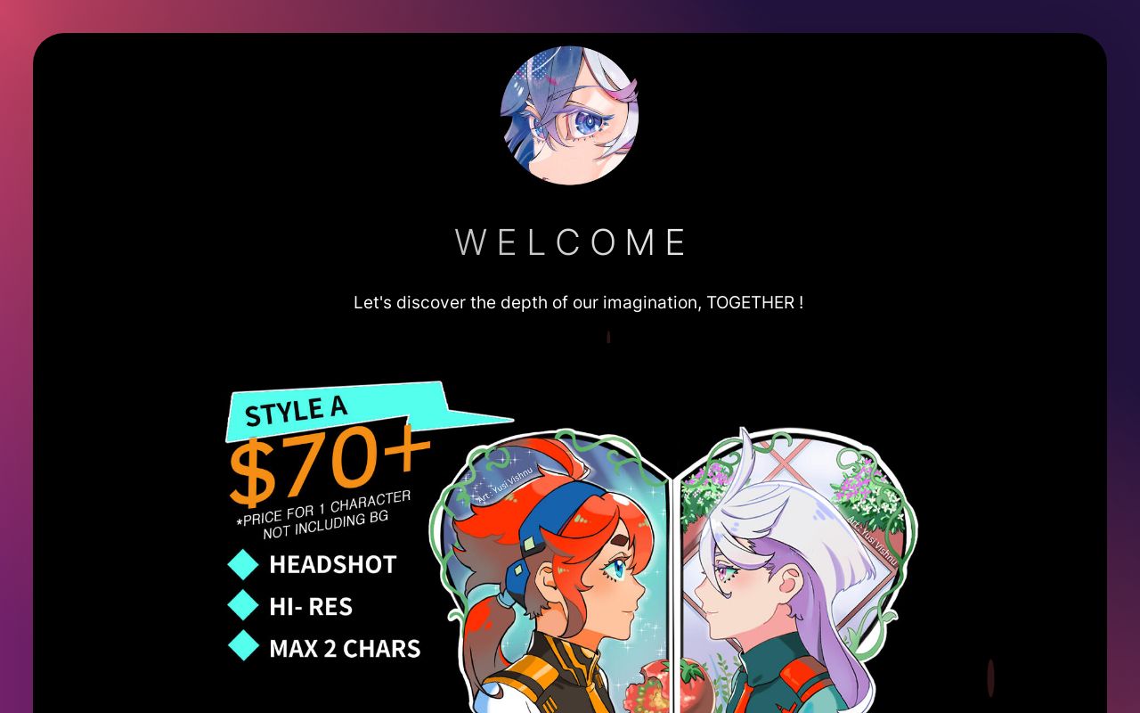 YusiVishnu Commision Carrd